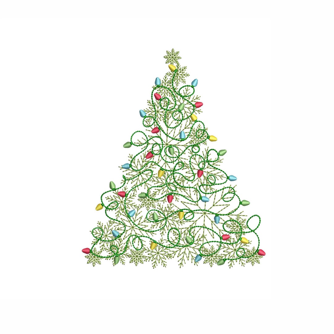 Christmas Tree Machine Embroidery Design, Snowflakes Embroidery Design ...
