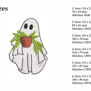 Floral Ghost Embroidery Design, Halloween Ghost Embroidery Design, 6 ...