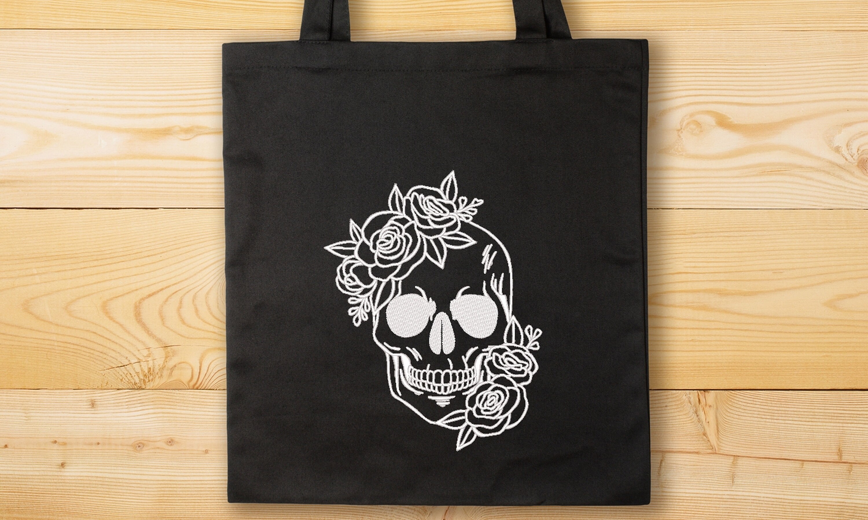 Skull Machine Embroidery Design, Flower Embroidery Design, 6 Sizes ...
