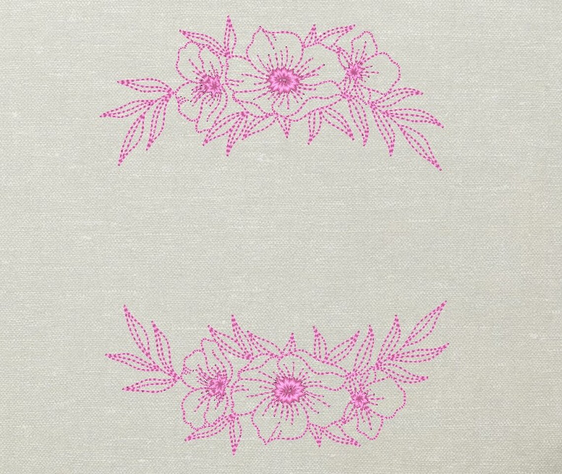 Floral Frame Machine Embroidery Design 5 sizes Instant | Etsy