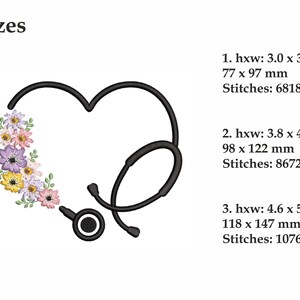 Stethoscope Flower Heart Machine Embroidery Design, Monogarm Embroidery ...