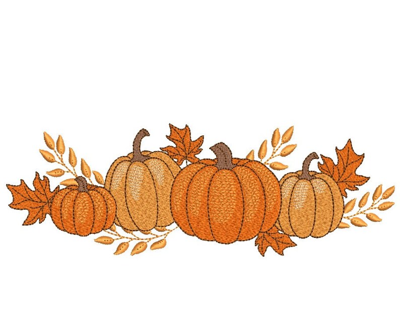 Autumn Pumpkins Embroidery Design Fall Embroidery File 3 - Etsy
