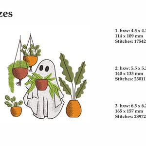 Floral Ghost Embroidery Design, Halloween Ghost Embroidery Design, 3 ...