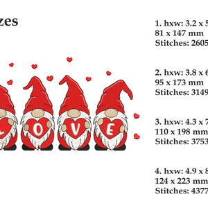 Valentine Gnomes Embroidery Design, Valentine's Day Embroidery File, 4 ...