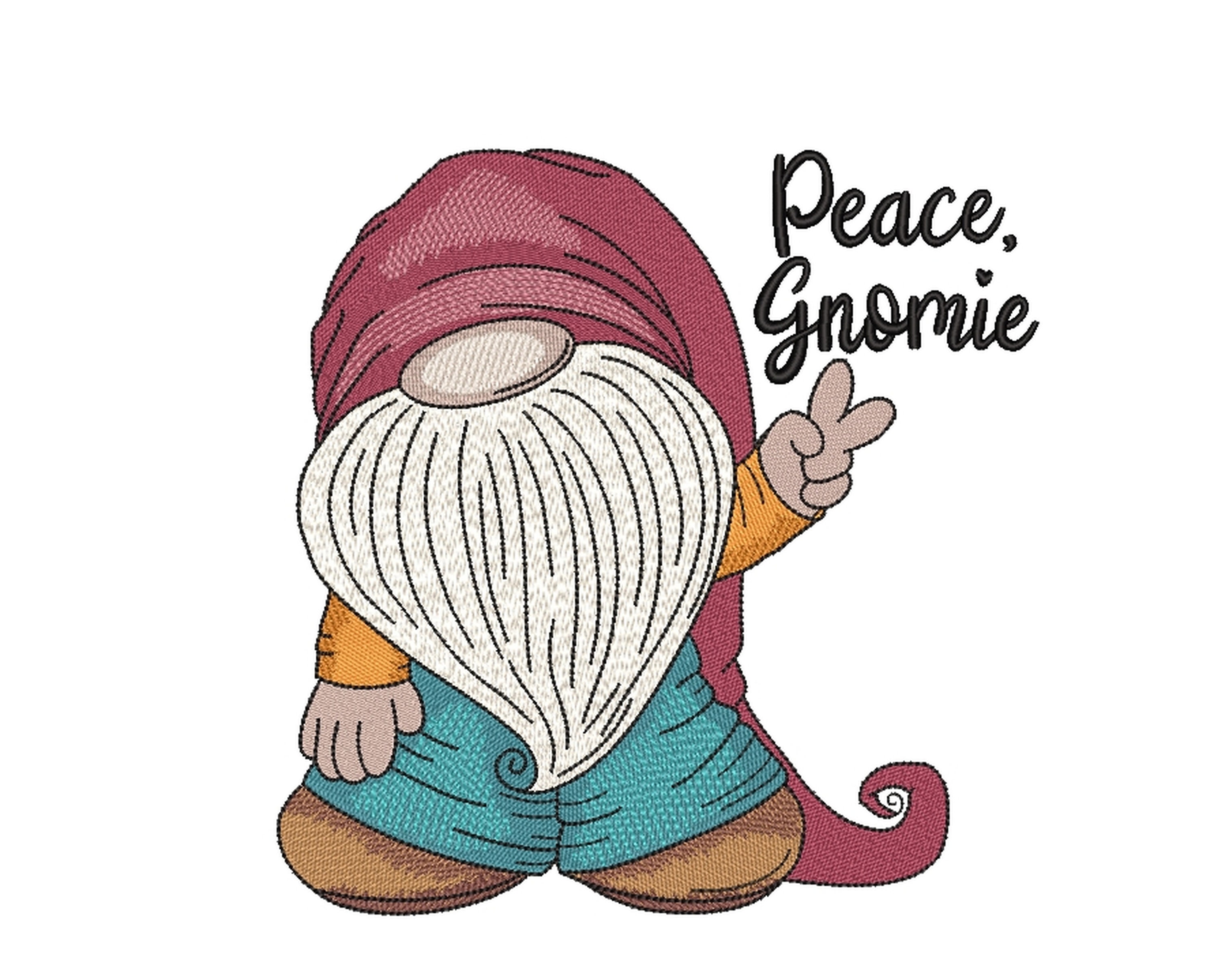 Peace Gnome Embroidery Design, 3 Sizes, Instant Download - Etsy