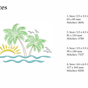 Palm Tree Embroidery Design, Summer Beach Embroidery File, 4 Sizes ...