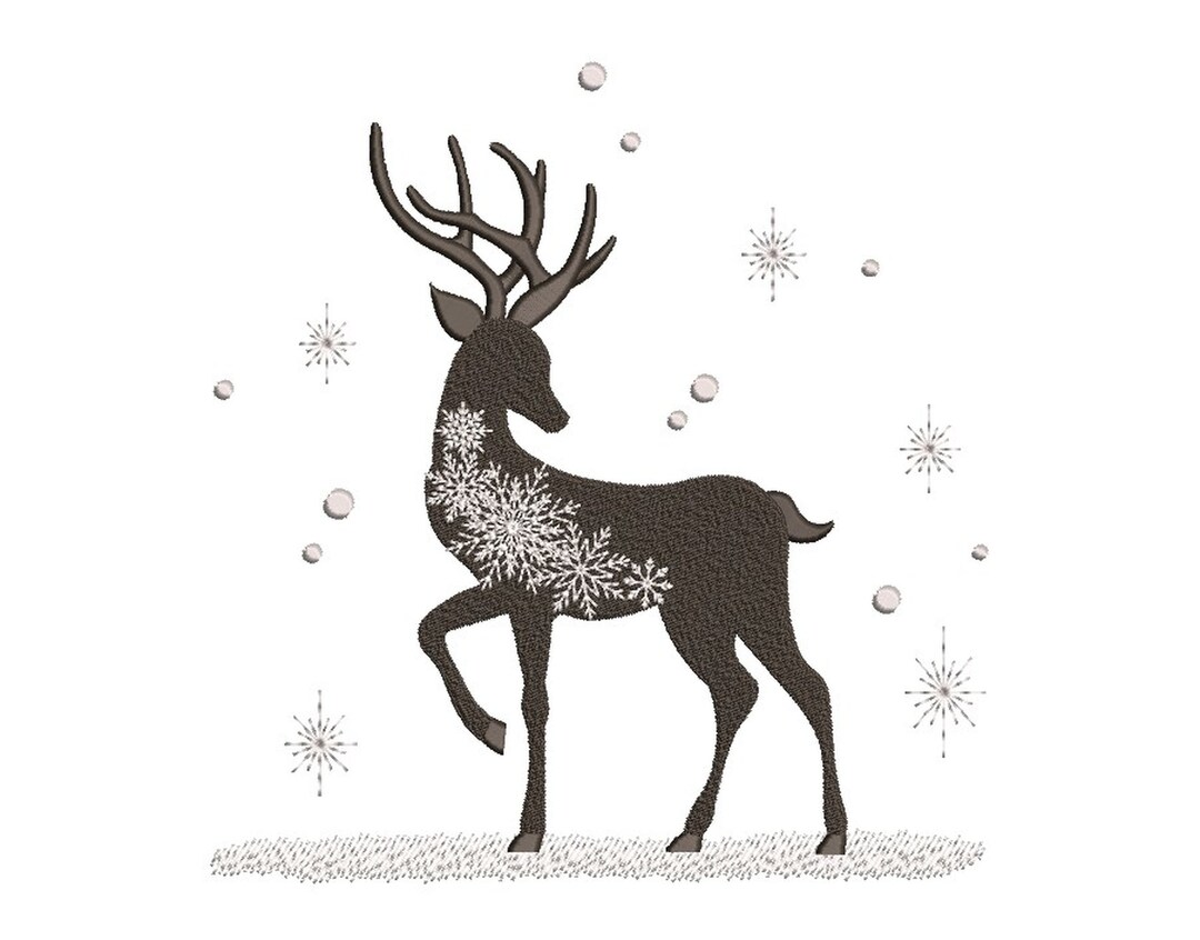 Christmas Deer Embroidery Design, 3 Sizes, Instant Download - Etsy