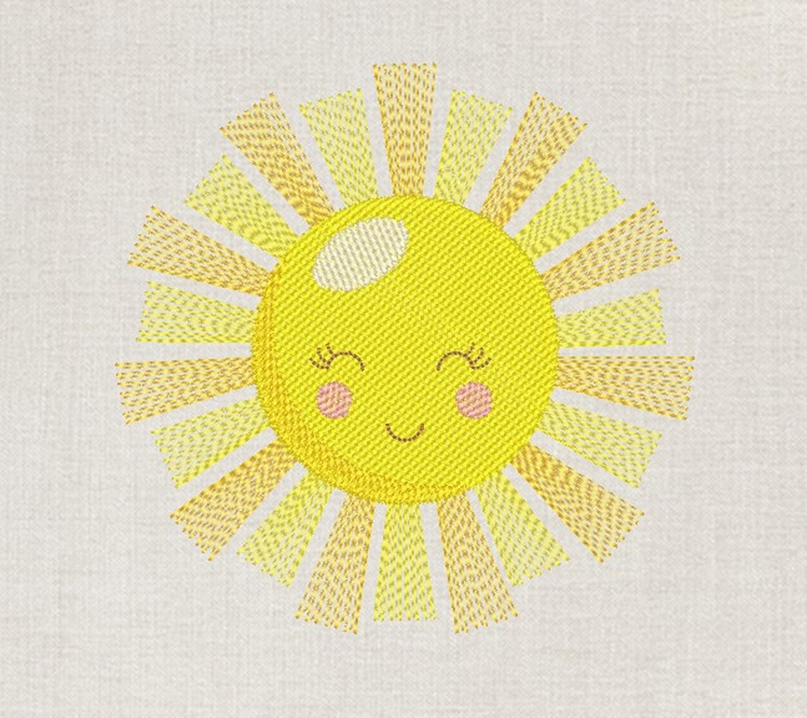 Sun machine embroidery design 5 sizes Instant download | Etsy