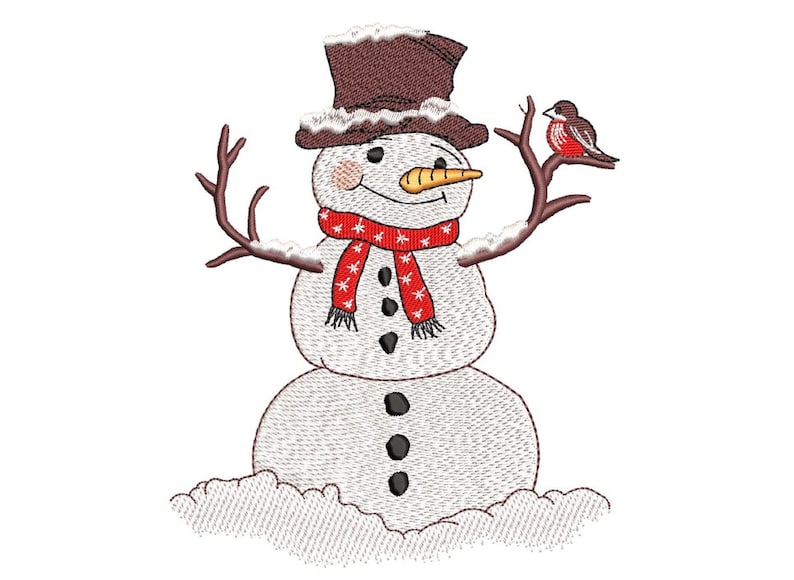 Snowman Embroidery Design Christmas Embroidery File 4 Sizes - Etsy
