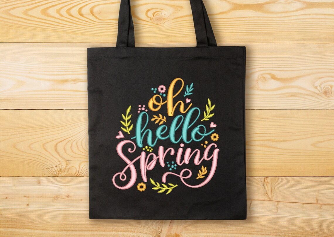 Hello Spring Machine Embroidery Design 4 Sizes Instant | Etsy