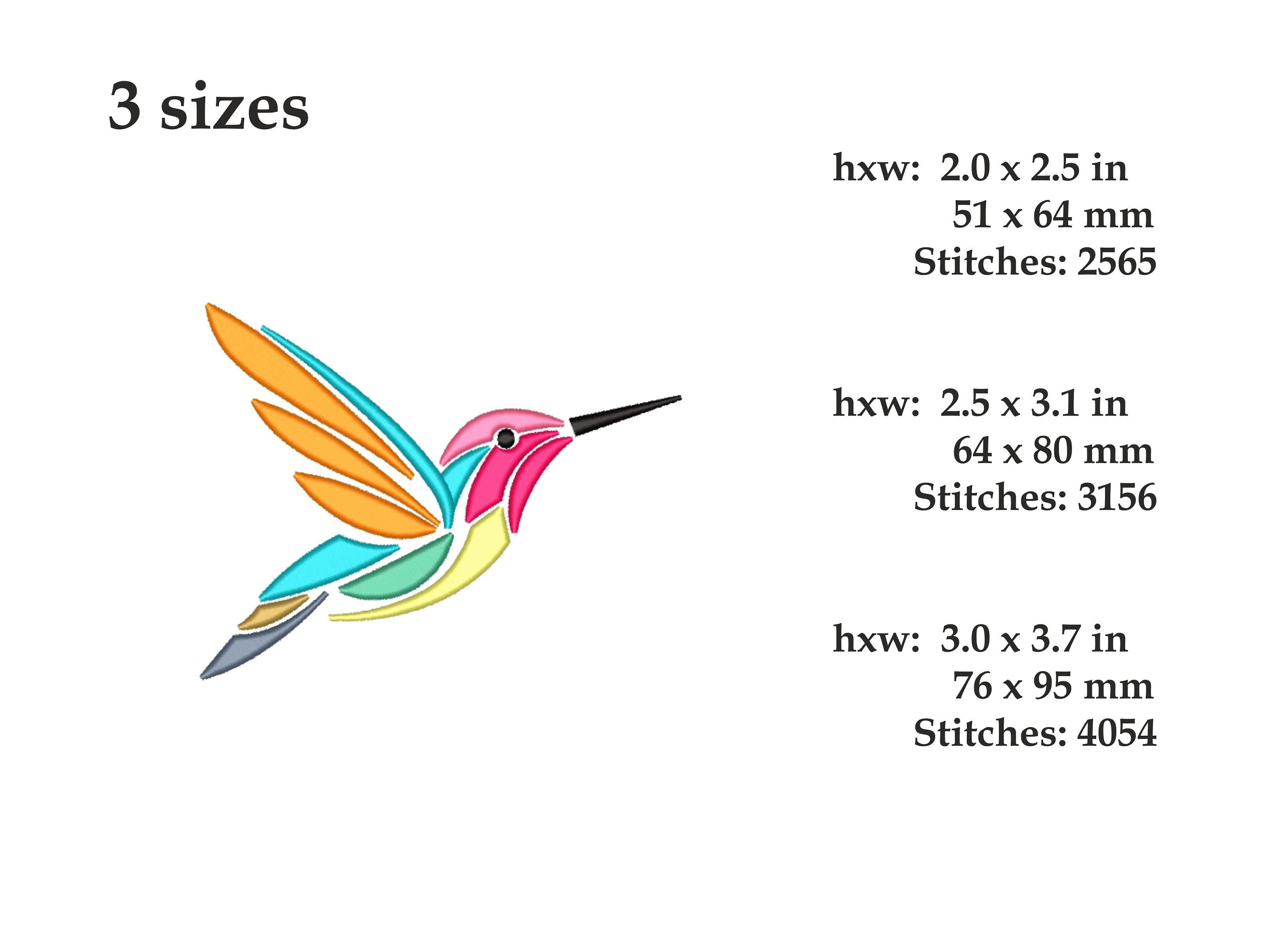 Hummingbird Embroidery Design Bird Embroidery File 3 Sizes - Etsy
