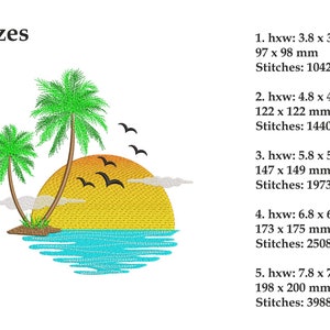 Palm Tree Embroidery Design, Summer Beach Embroidery Design, 5 Sizes ...
