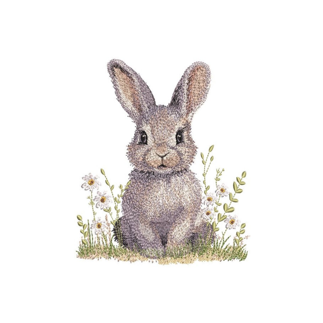 Floral Bunny Embroidery Design, 3 Sizes, Instant Download - Etsy