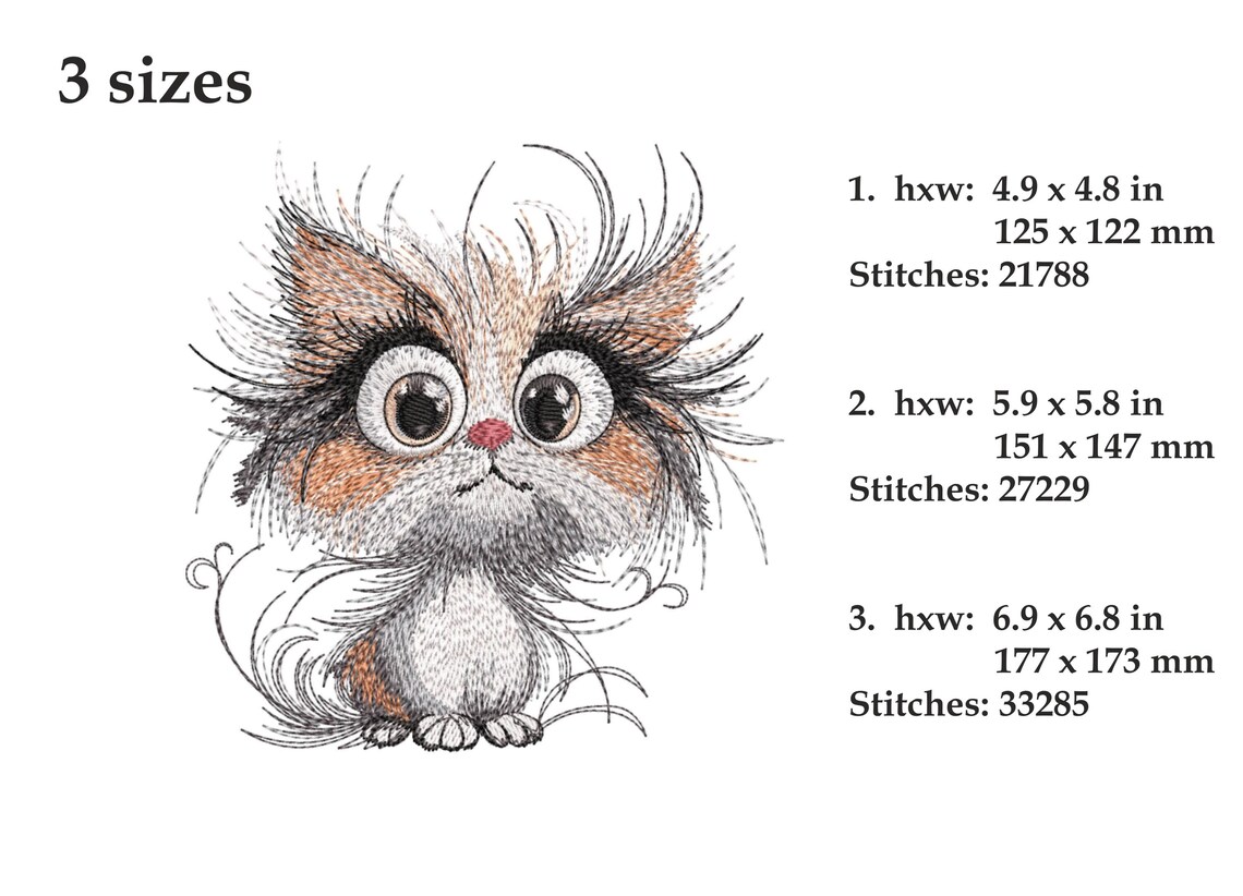 Cute Cat Machine Embroidery Design, Animal Kitten Lovers Embroidery ...