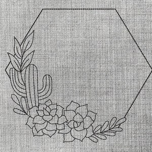 Cactus Frame Embroidery Design, 5 Sizes, Instant Download - Etsy