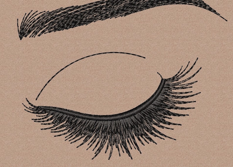 Eyelashes Embroidery Design 4 sizes | Etsy