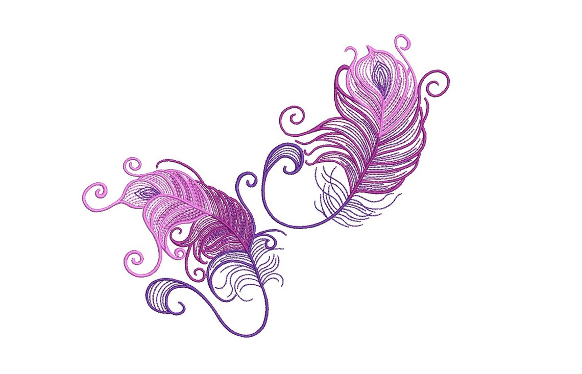 Feathers Embroidery Design | Etsy