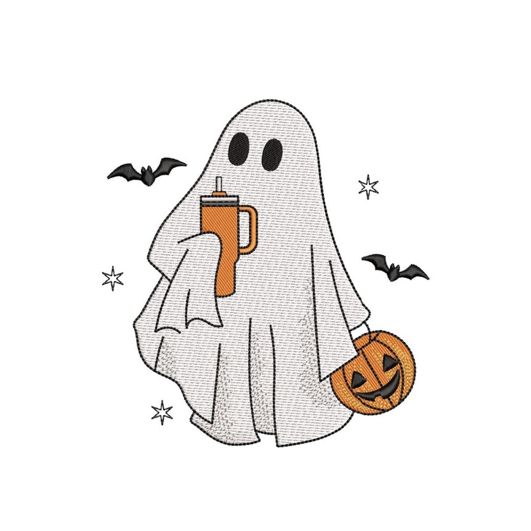 Ghost With Cup Embroidery Design Halloween Machine Embroidery File ...