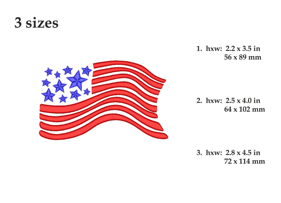 American Flag Embroidery Design Independence Day Embroidery - Etsy