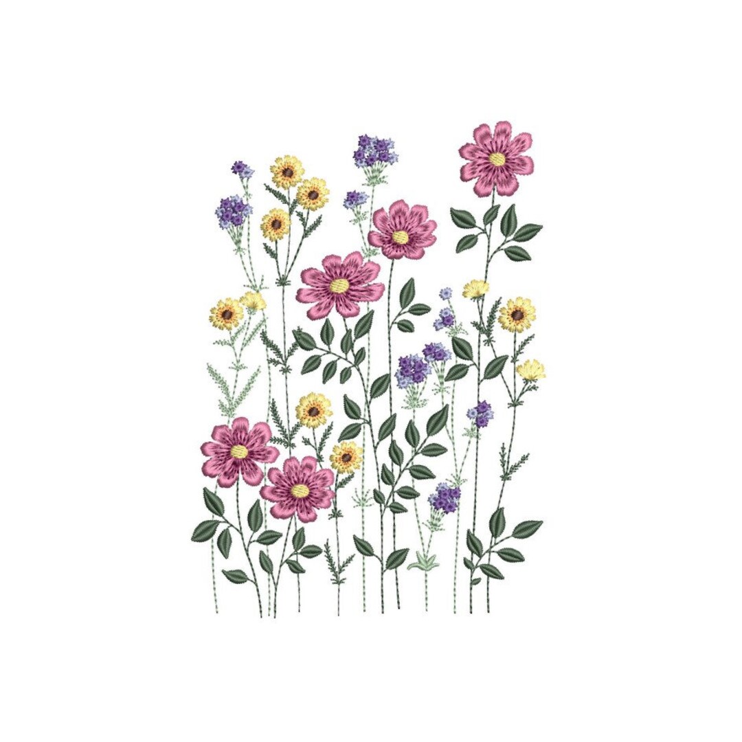 Wildflowers Machine Embroidery Design, 3 Sizes, Instant Download - Etsy