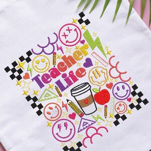 Teacher Life Embroidery Design, Teacher Gift Embroidery File, 4 Sizes ...