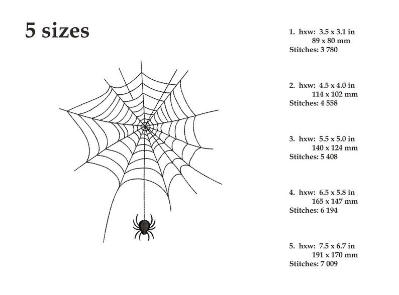 Spider Web Embroidery Design Halloween Embroidery File 5 | Etsy