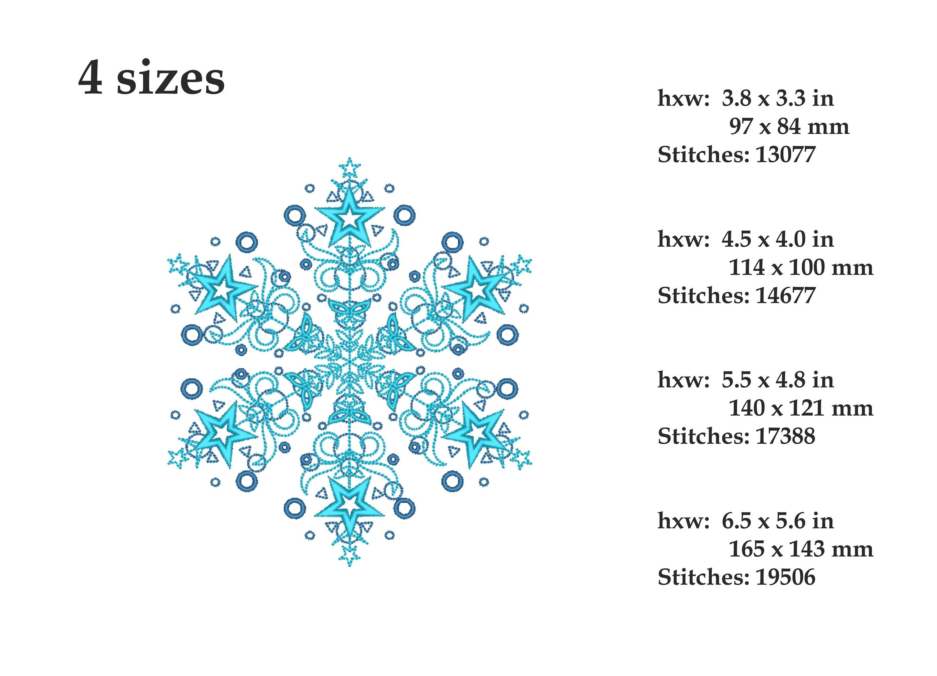 Snowflake Embroidery Design Winter Embroidery Design 4 - Etsy