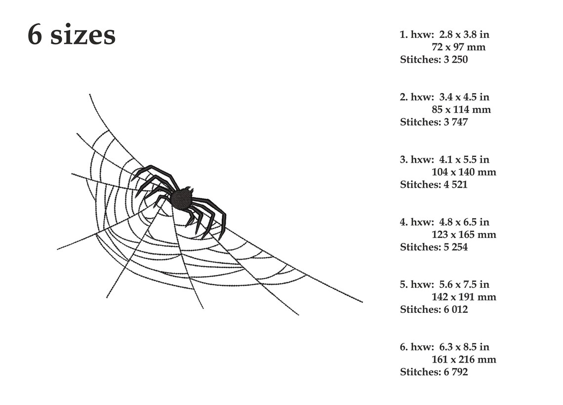 Spider Web Embroidery Design Halloween Embroidery File 6 | Etsy