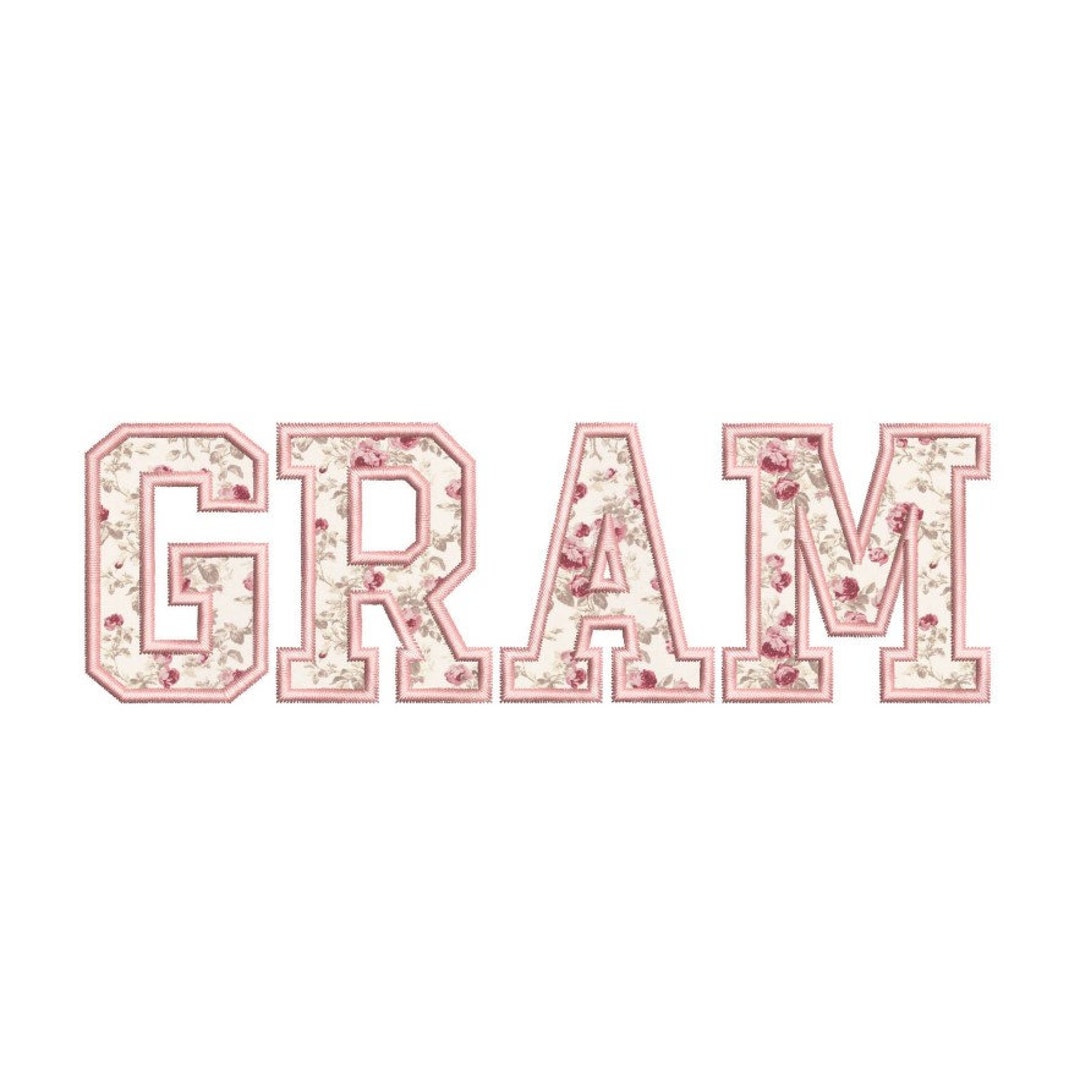 Gram Applique Embroidery Design, 4 Sizes, Instant Download - Etsy