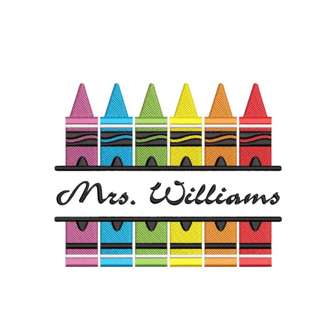 Crayon Split Monogram Embroidery Design, Back to School Embroidery File ...