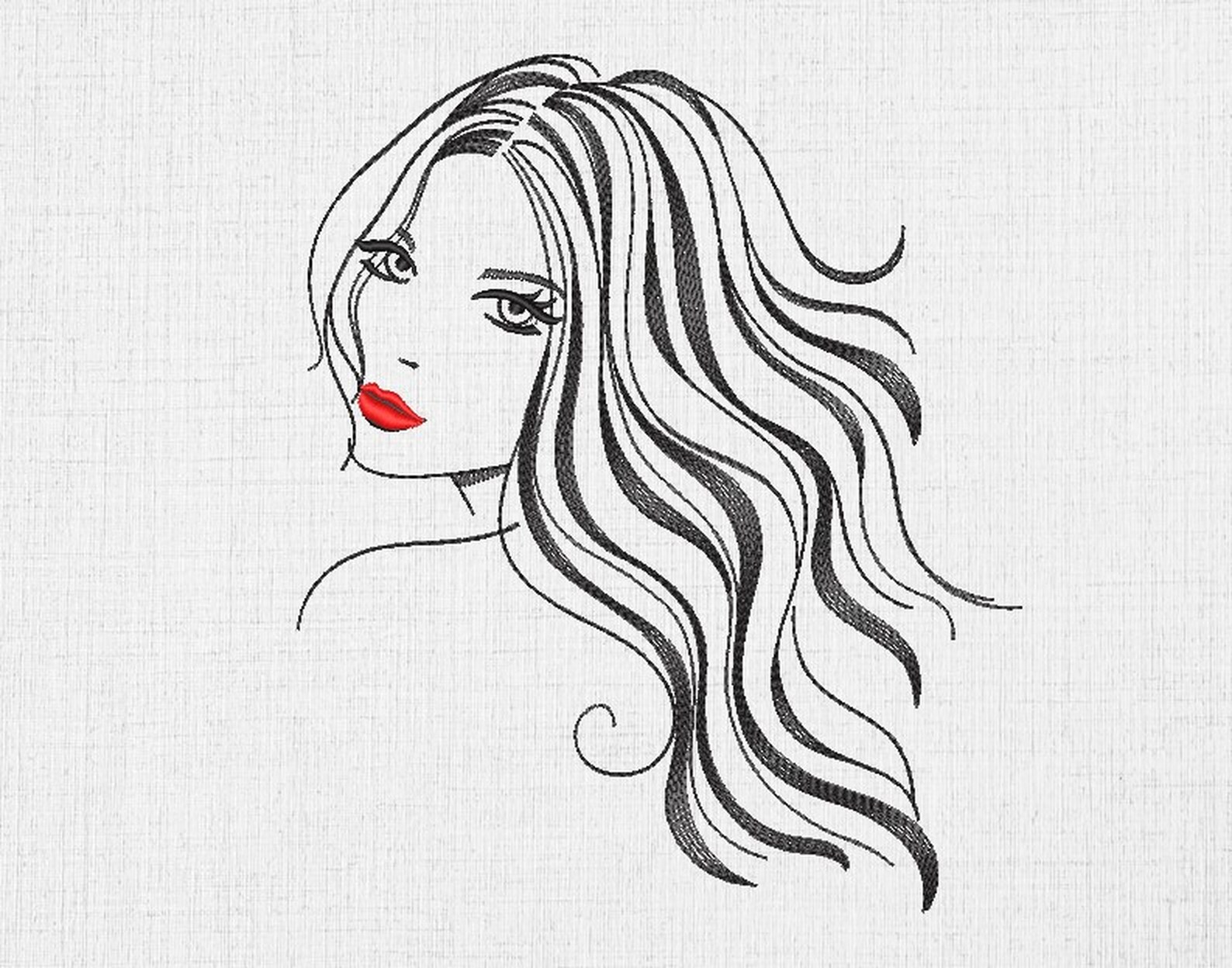 Woman Machine Embroidery Design Instant Download | Etsy