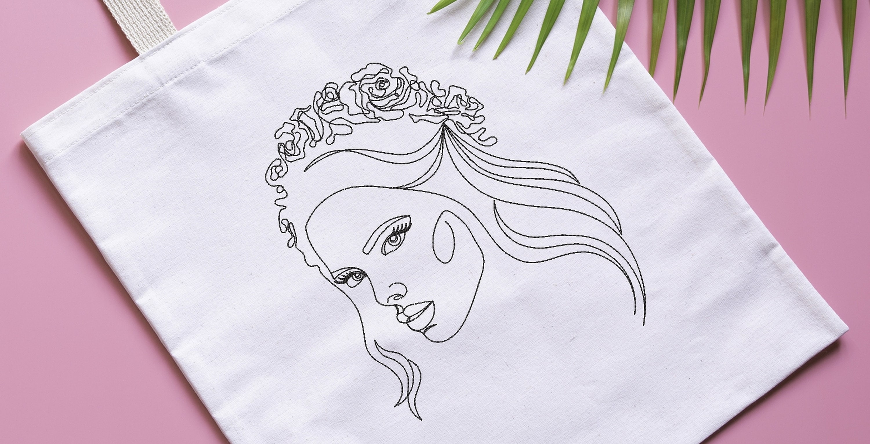 Woman With Flowers Machine Embroidery Design One Line Art - Etsy