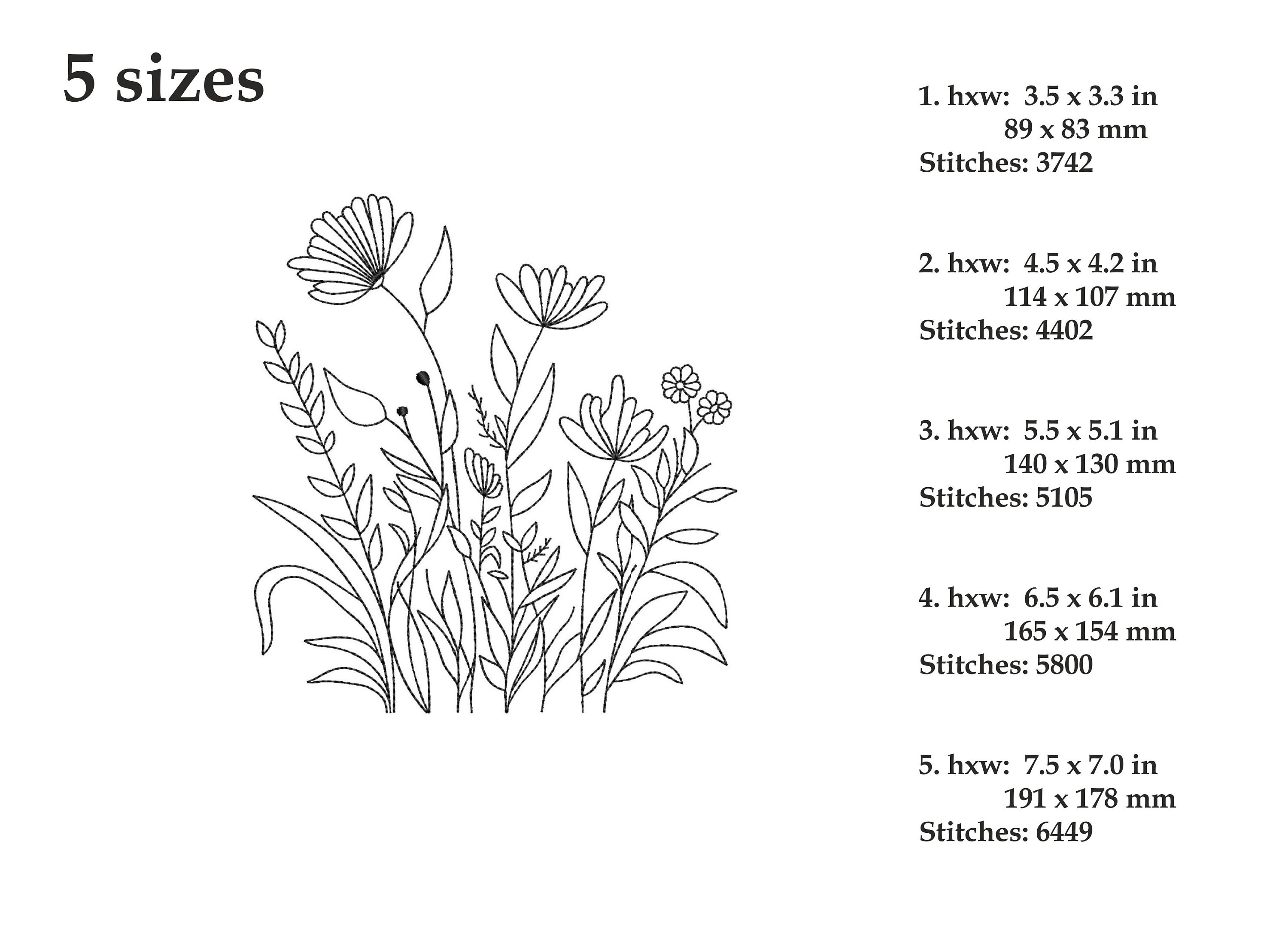 Plants Machine Embroidery Design, Flower Embroidery Flower, 5 Sizes ...