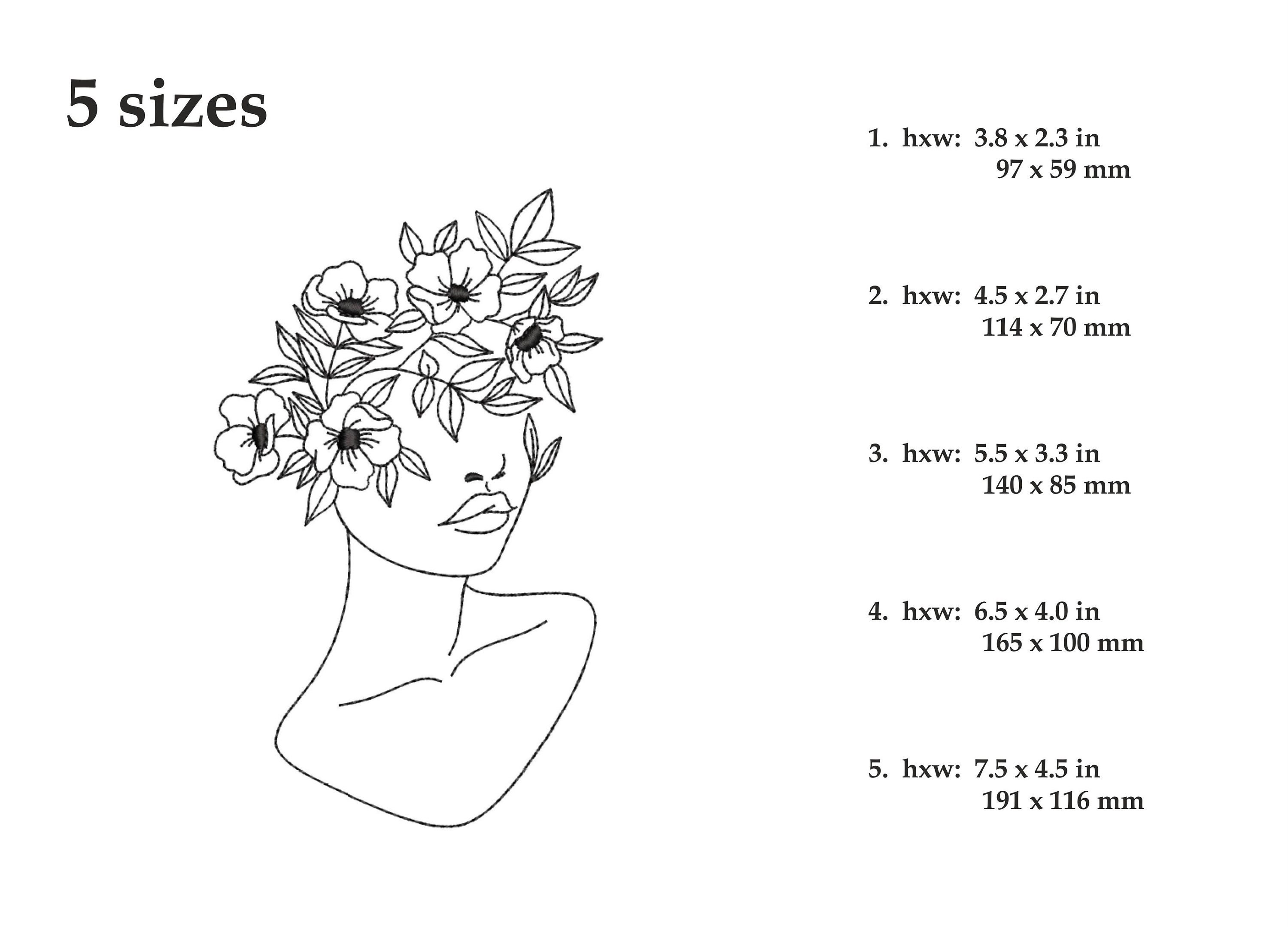 Girl With Flowers Embroidery Design Women Embroidery File 5 - Etsy