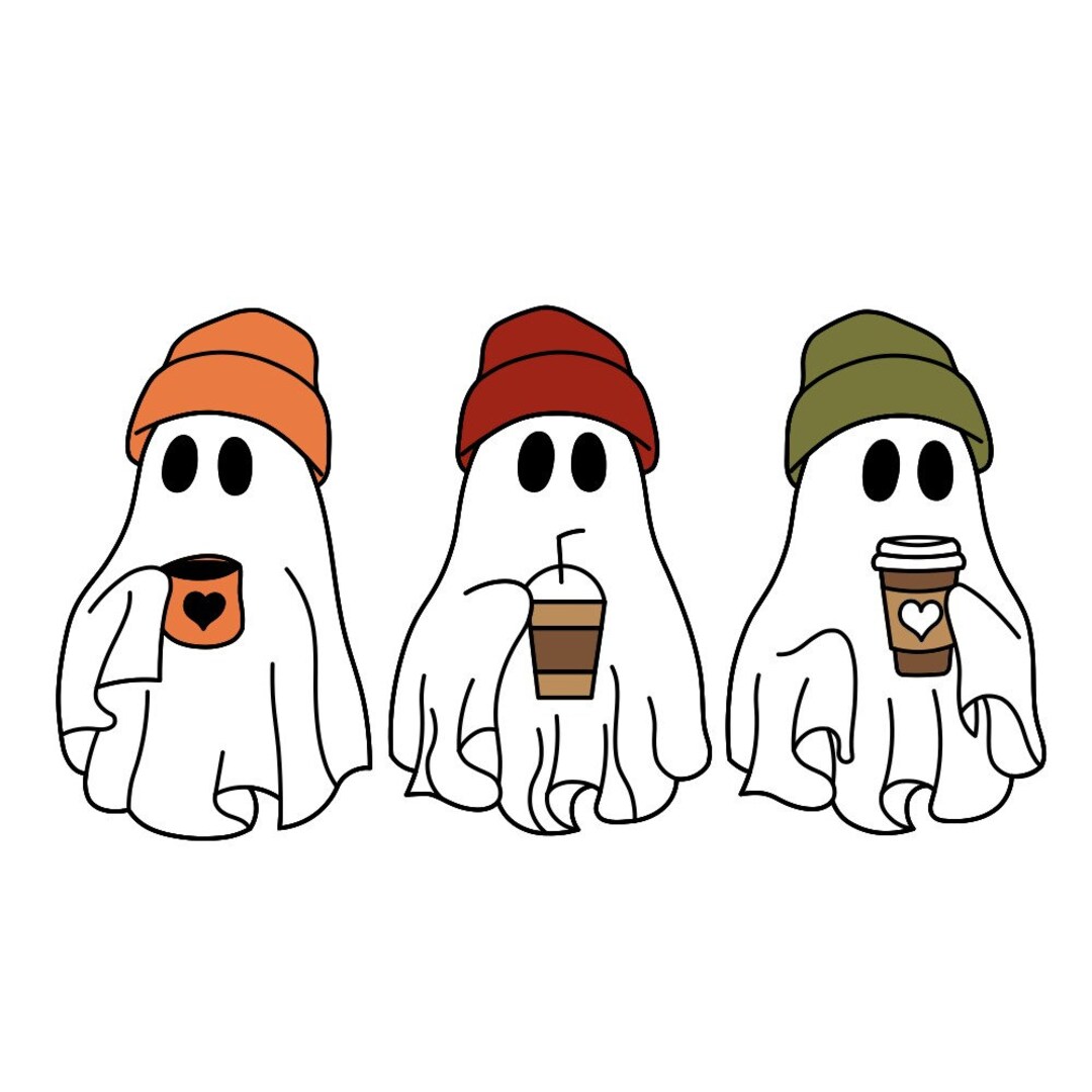 Cute Ghost Drink Coffee Png, Ghost With Coffeet, Fall Coffee Png, Cute ...