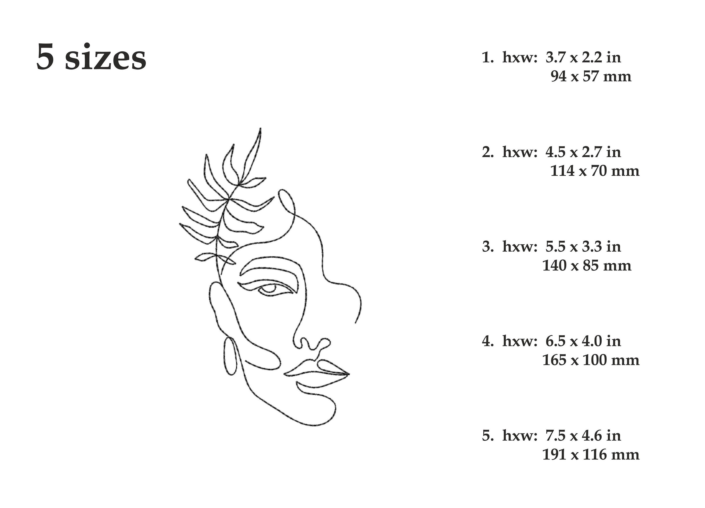 Woman's Face Embroidery Design 5 Sizes Instant Download - Etsy