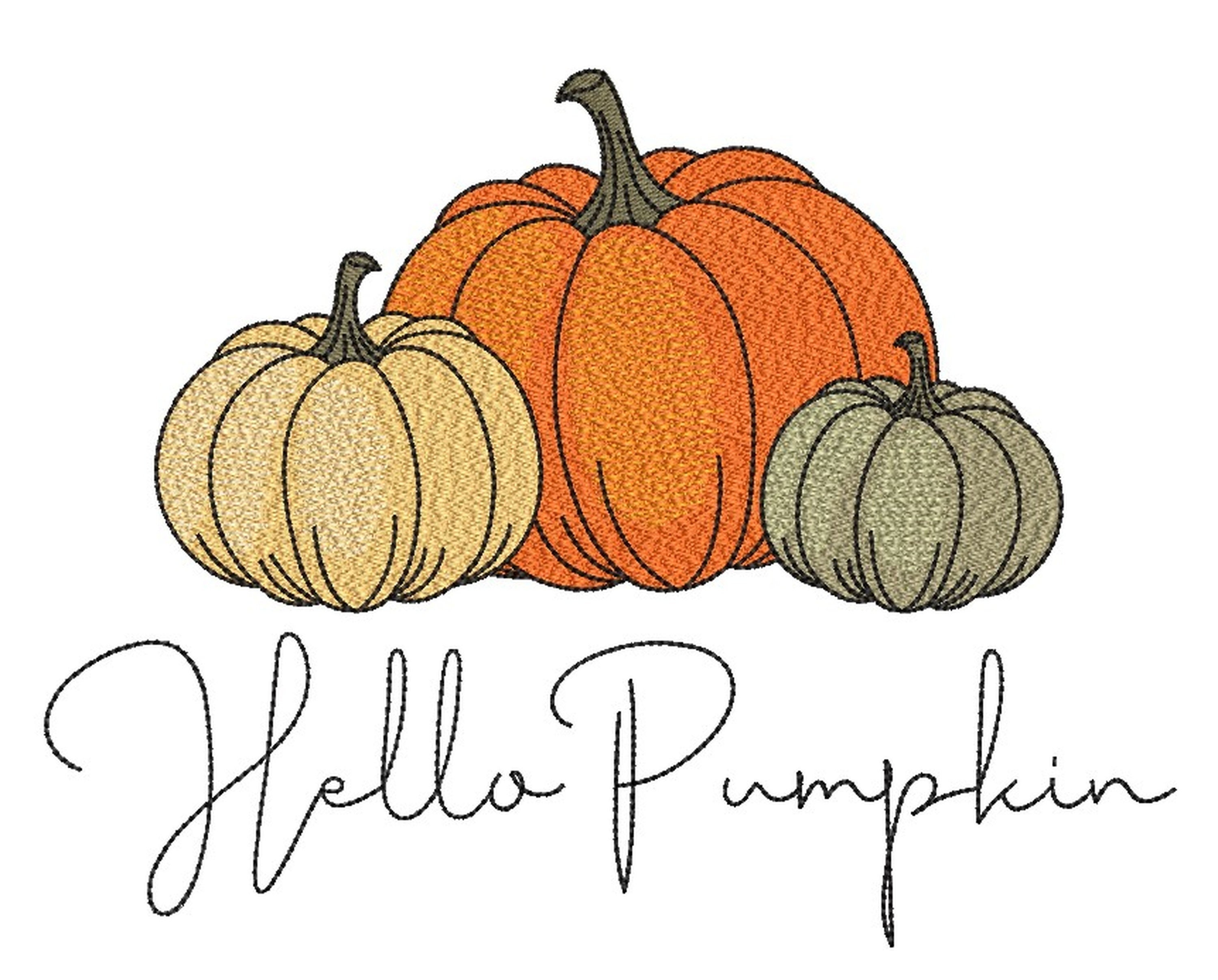 Hello Pumpkin Embroidery Design Autumn Embroidery File - Etsy
