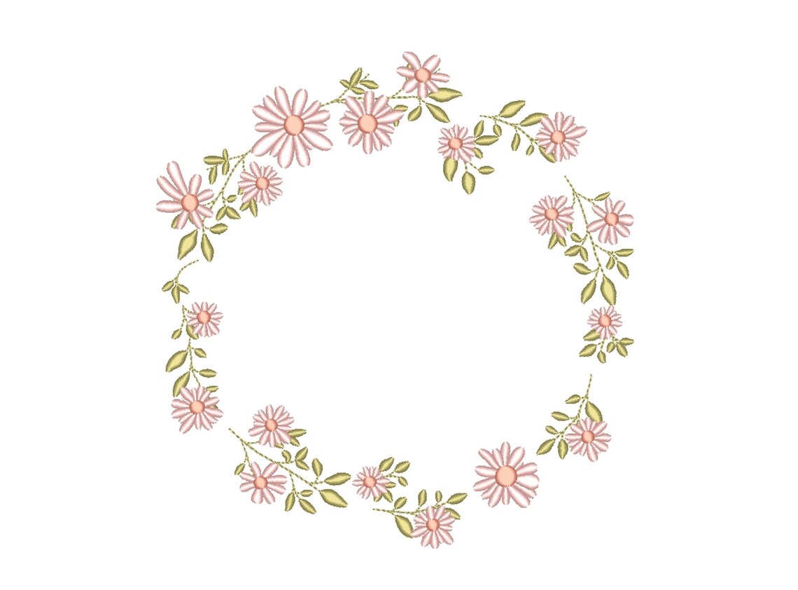 Floral Wreath Embroidery Design 5 Sizes Instant Download | Etsy