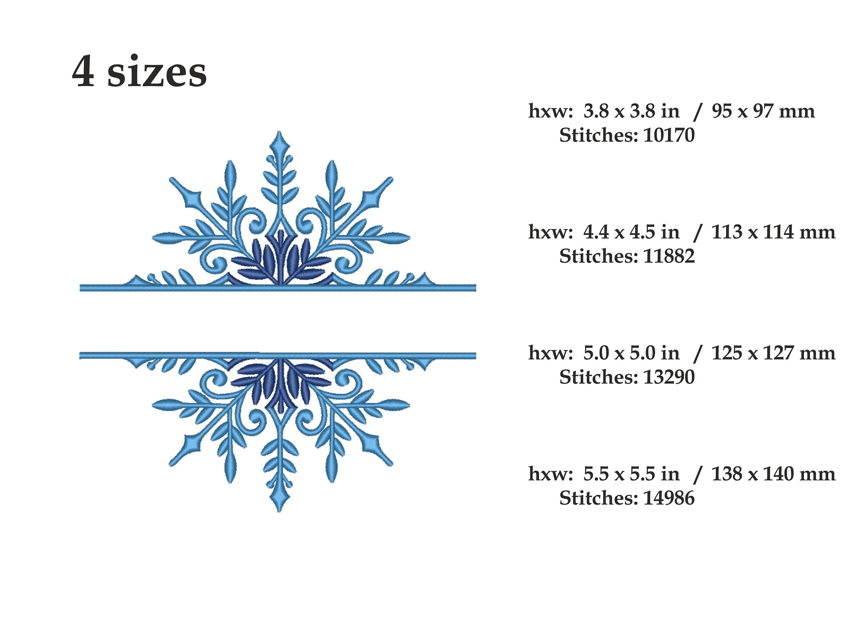 Split Snowflake Embroidery Design 4 Sizes Instant Download - Etsy