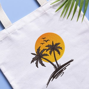 Palm Tree Machine Embroidery Design, Summer Beach Embroidery File, 3 ...