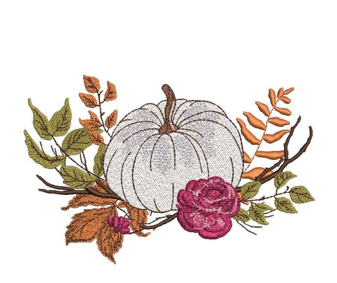 Fall Pumpkin Embroidery Design, Autumn Embroidery File, 4 Sizes ...