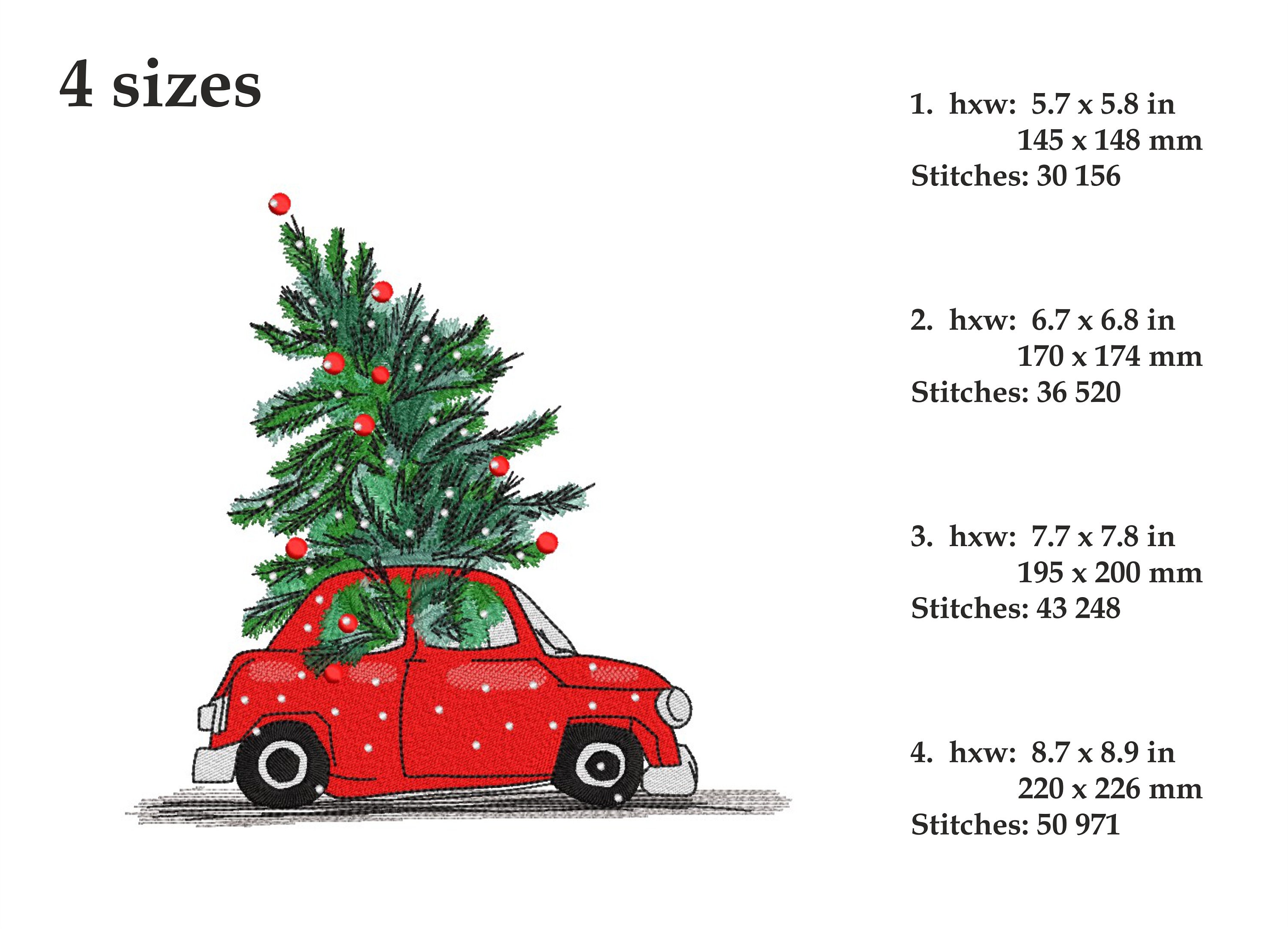 Christmas Tree Embroidery Design Vintage Car Embroidery File | Etsy