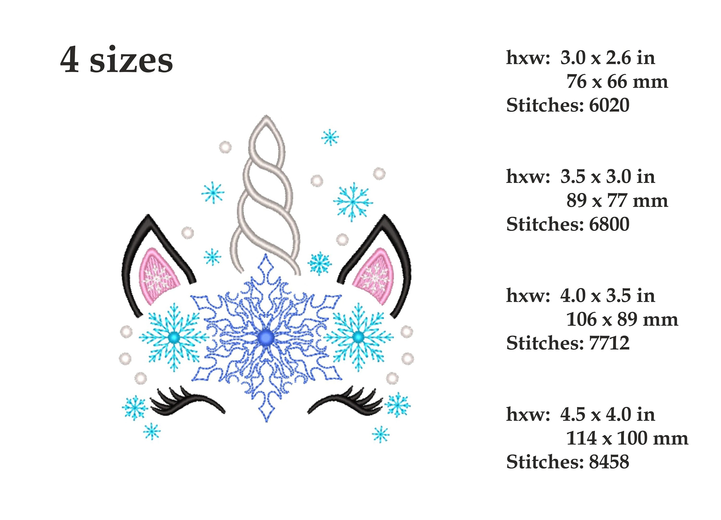 Christmas Winter Unicorn Embroidery Design for 4x4 5x7 Hoops Instant ...