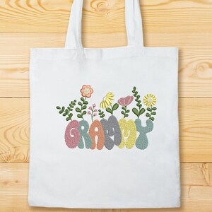 Grammy Flower Embroidery Design, Retro Mothers Day Embroidery File, 3 ...
