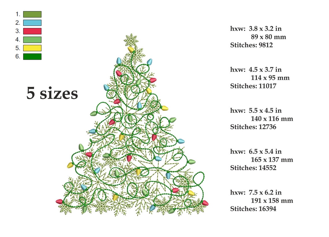 Christmas Tree Machine Embroidery Design, Snowflakes Embroidery Design ...