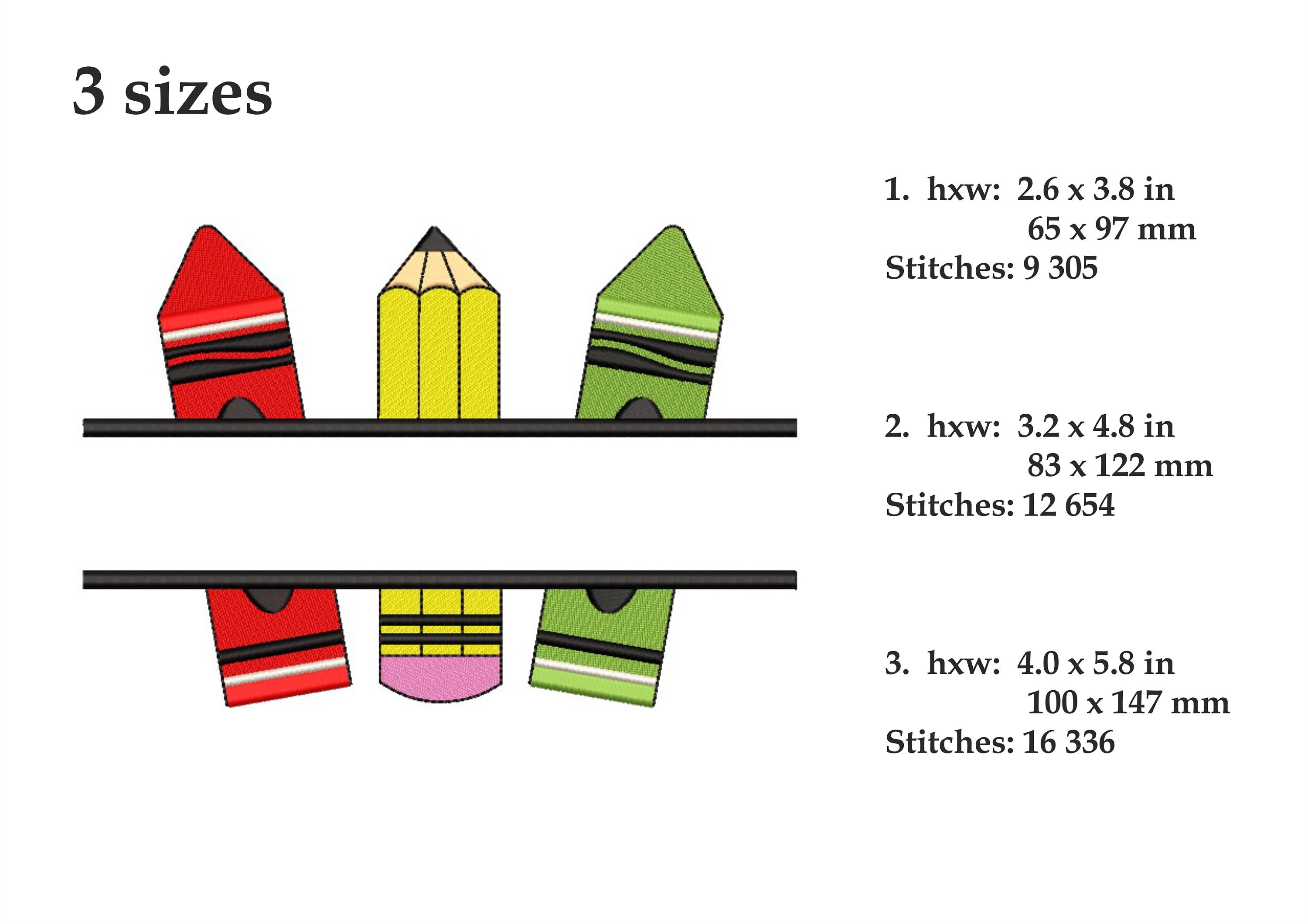 Split Pencils Embroidery Design Crayons Embroidery File Back - Etsy