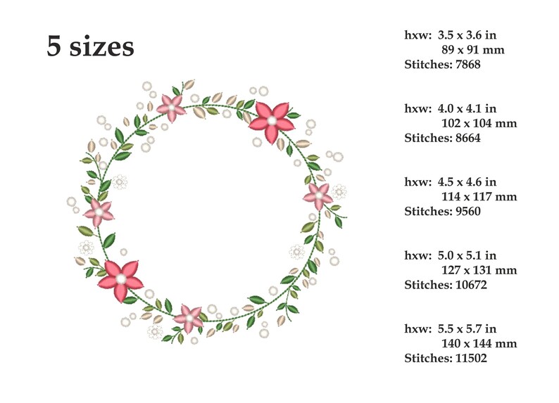 Flower Frame Embroidery Design Monogram Embroidery Design - Etsy