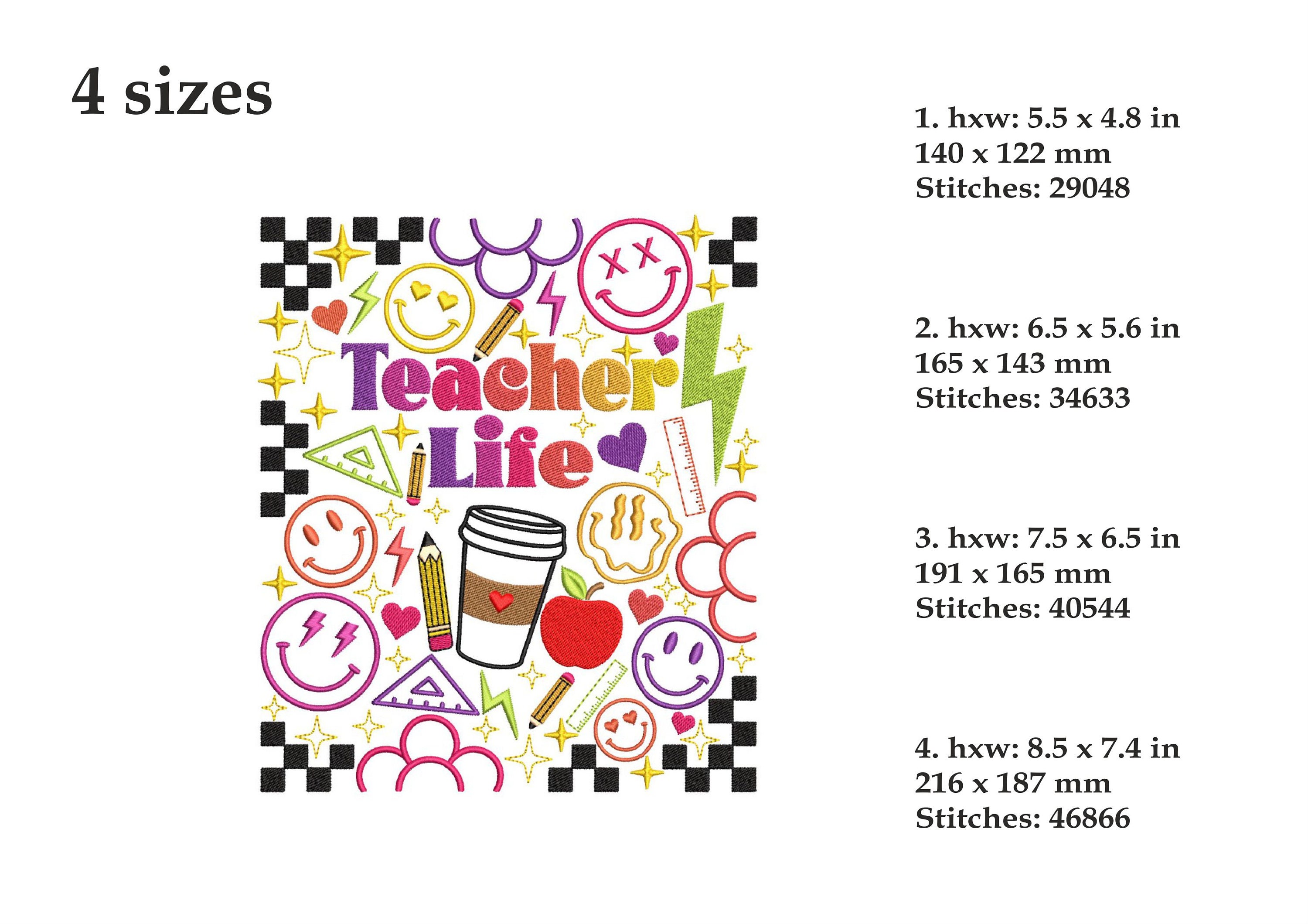 Teacher Life Embroidery Design Teacher Gift Embroidery File - Etsy