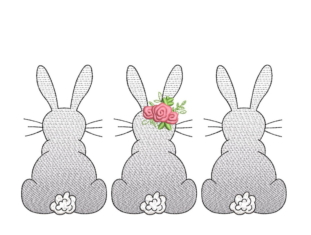 Easter Bunnies Embroidery Design, 3 Sizes, Instant Download - Etsy