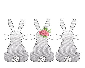 Bunny Embroidery Design 3 Sizes Instant Download - Etsy